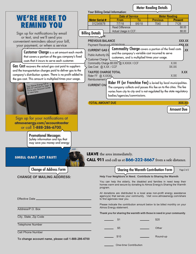 Second page of an example West Texas bill.